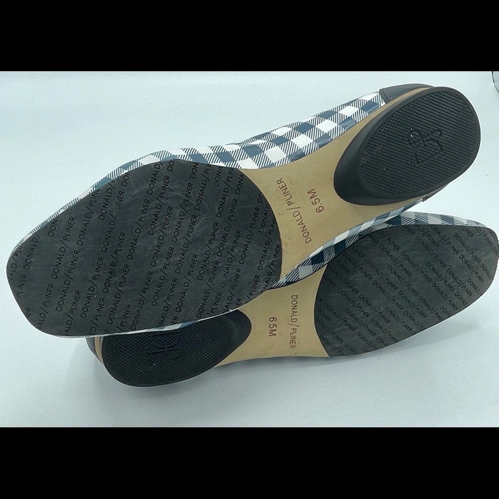 Donald Pliner Deedee Gingham Toe Leather Flats. - Gem